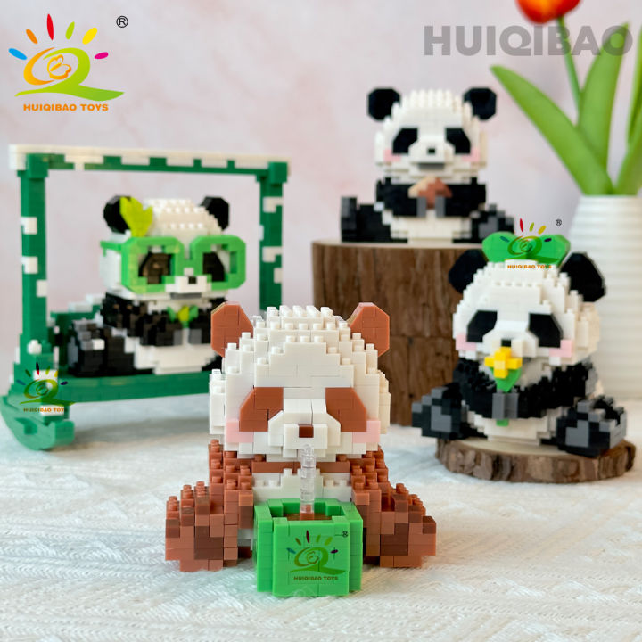 HUIQIBAO DIY Cute Panda Shape Micro Model Building Blocks Set City ...