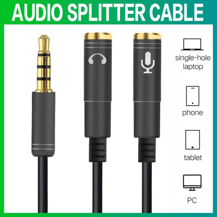 2 in 1 3.5mm Stereo Audio Headphone Jack Male to Female Headset ...