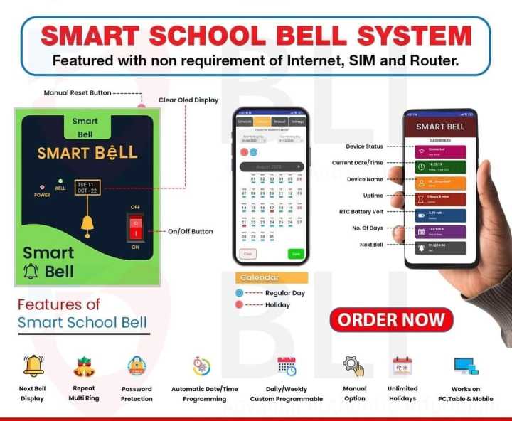 Smart Wireless Electronics School Bell No Need Sim Wifi | Daraz.com.np
