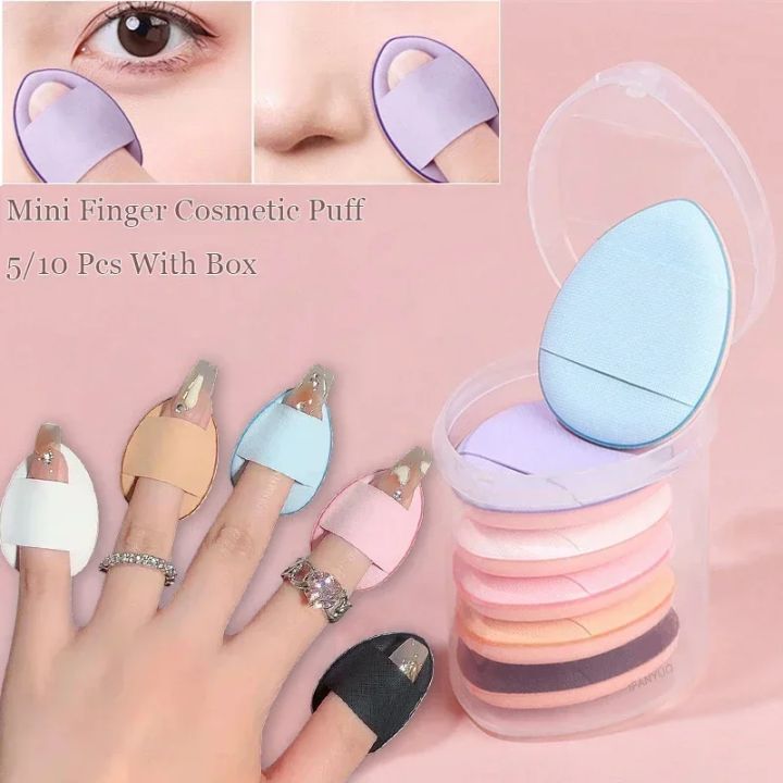 6/10Pcs Mini Finger Puff Foundation Small Air Cushion Powder Sponge ...