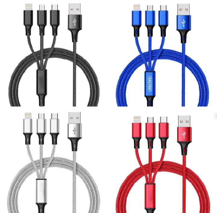 3-in-1 USB Cable for Android, iPhone, and USB Type C - Multi Charger ...