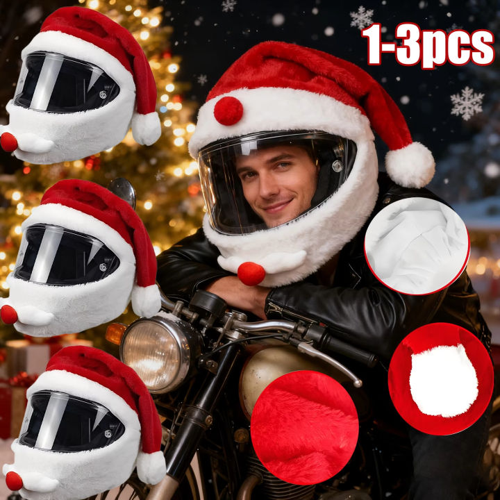 Santa Motorcycle Helmet Cover Decoration for Christmas Cycling Full ...