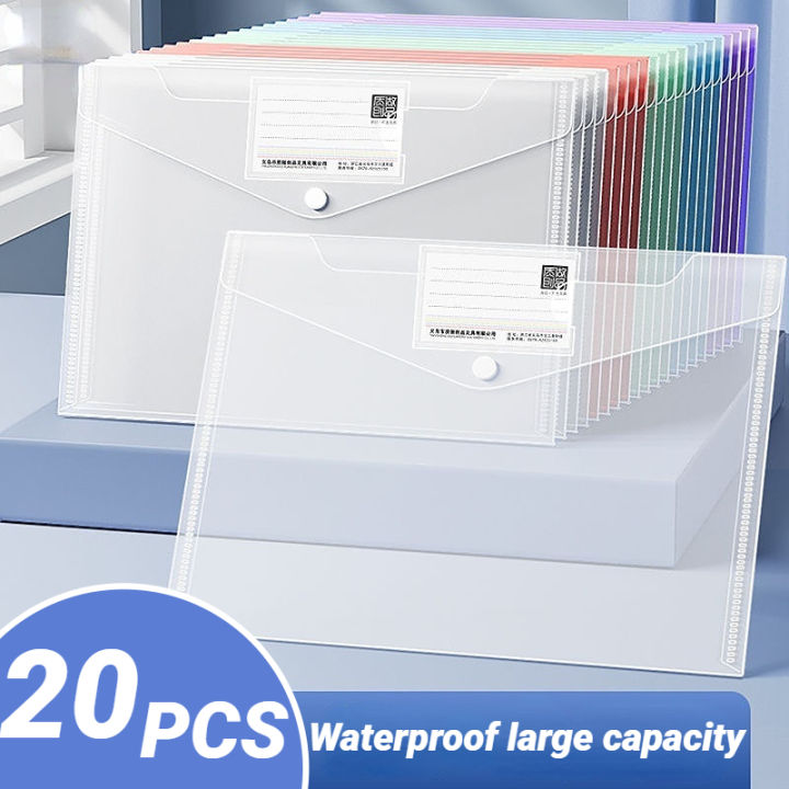 5/20Pack Plastic Envelopes , Clear Document A4 Size File Folder with ...