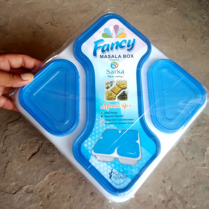 5 In 1 Partition Kitchen Seasoning Box Masala Box Set 5 Grid Portion ...