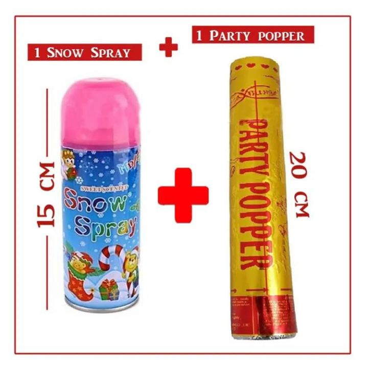1 Party Poppers + 1 Snow spray wedding , birthday party , Bridal shower ...