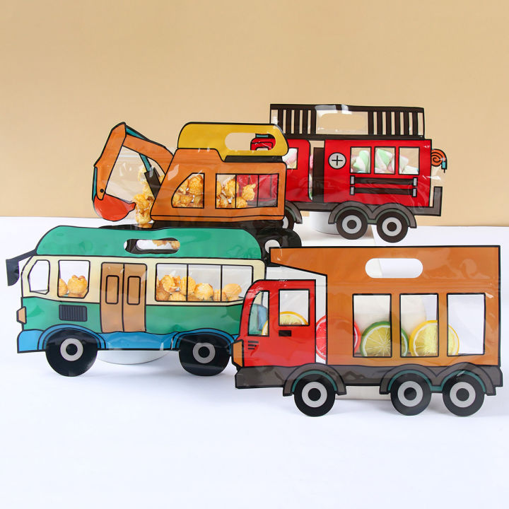 10pcs Candy Gift Bags Cartoon Car Bus Baking Food Ziplock Bag Handmade ...