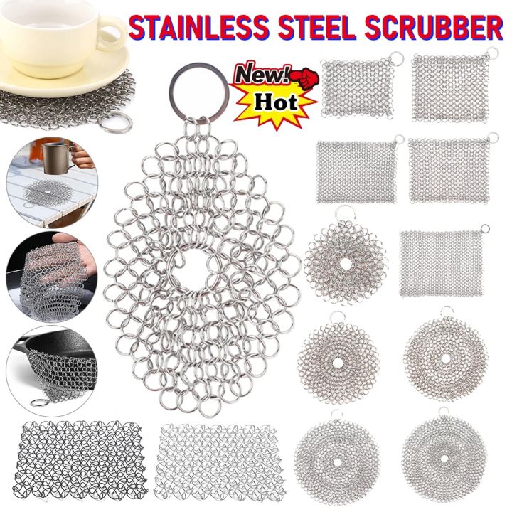 Cast Iron Cleaner with Hanging Ring Cast Iron Scrubber Stainless Steel ...