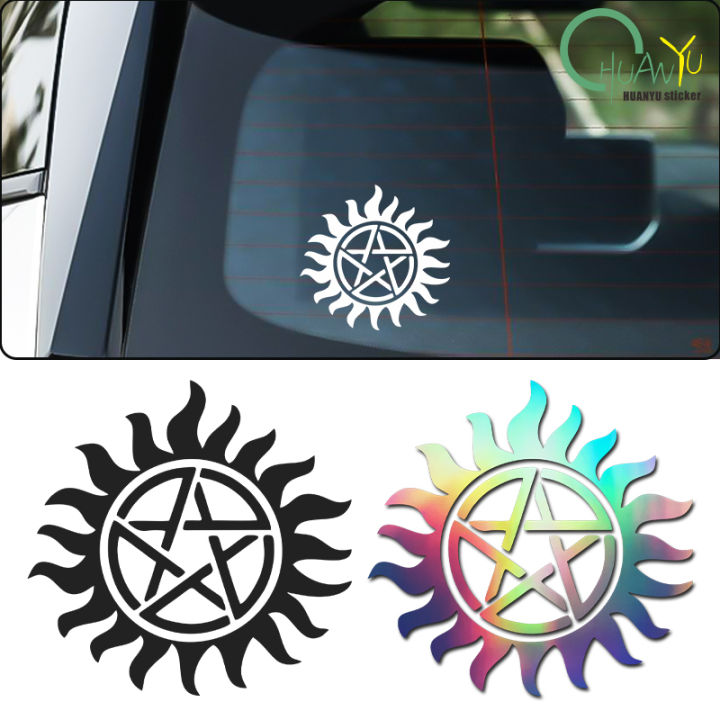 Pentagram Creative Car Stickers Supernatural Reflective Vinyl Decals ...