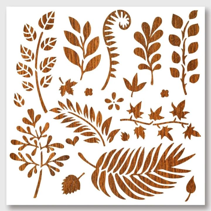 Mixed Leaves Stencil Reusable Fern Leaves Plant Painting Templates DIY ...
