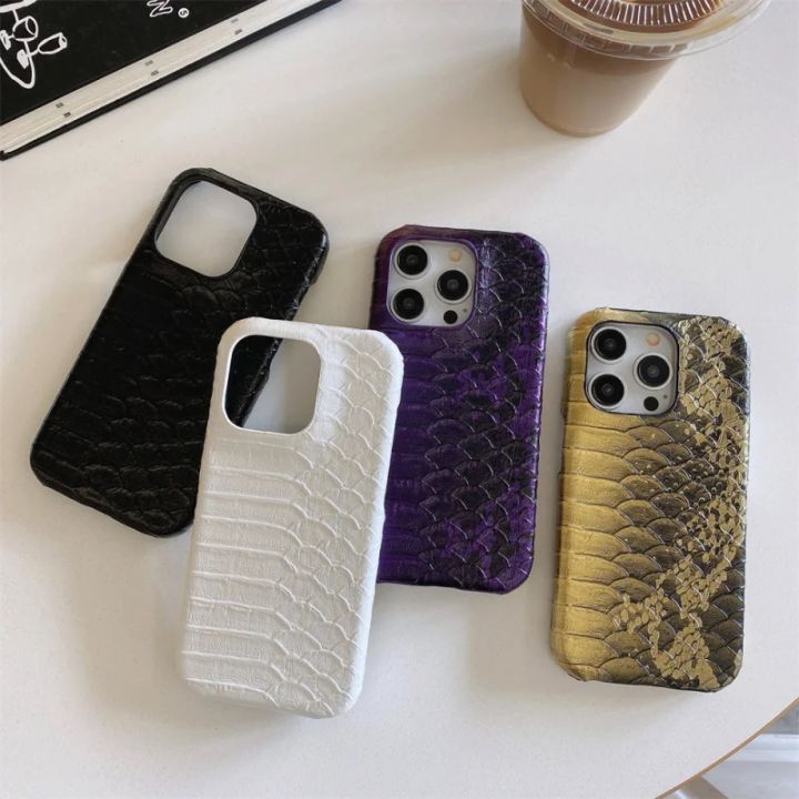 Luxury Leather Realistic Snake Skin Texture Phone Case for IPhone 16 15 ...