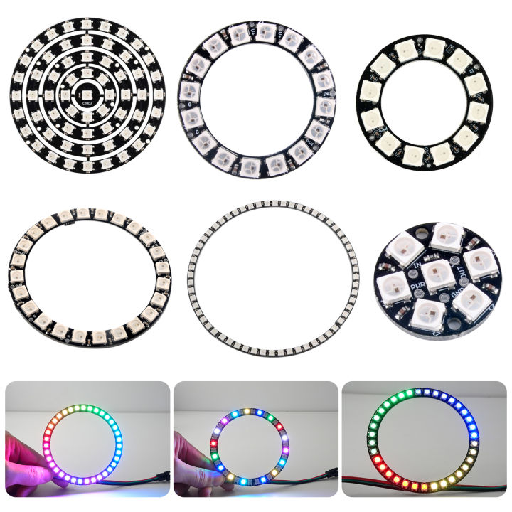 WS2812B 5050 RGB LED Ring 7 / 8 / 12 / 16 / 24 / 60 Bits Lamp Light ...