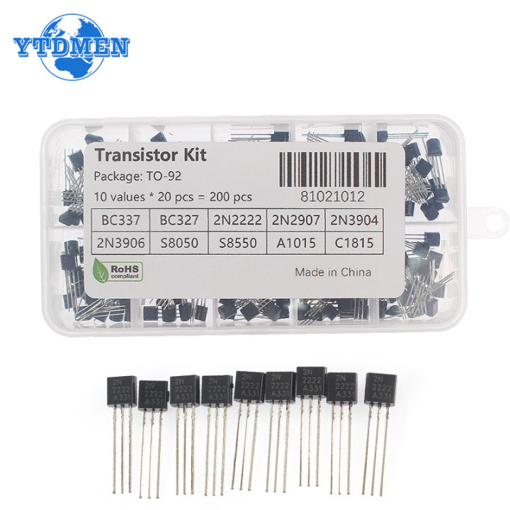 50-200PCS Transistor Assorted Kit TO-92 2N2222 2N2907 2N3906 2N5401 2N5551 A1015 BC327 BC337 ...