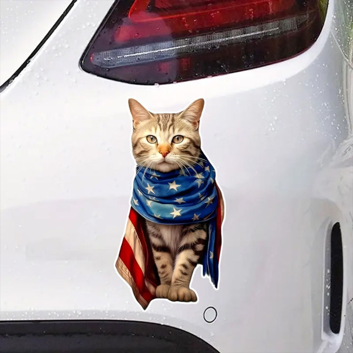 8x15cm Patriotic American Flag Cat Vinyl Stickers, Suitable for Car ...