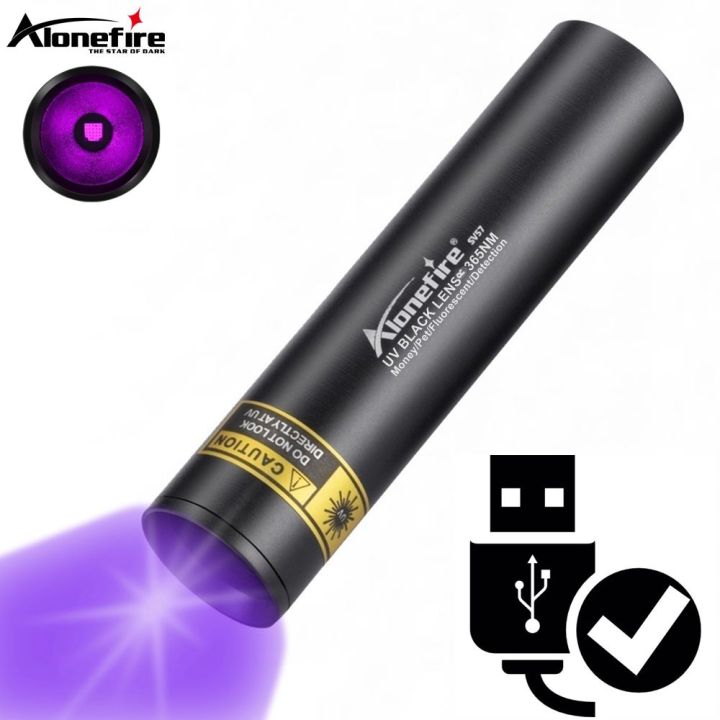 3W 365nm UV Flashlight USB Rechargeable Ultraviolet Torch Pets Urine ...
