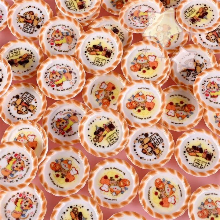 10PCS Cute Dollhouse Miniatures Puppy Dog Print Bread Pan Models For ...