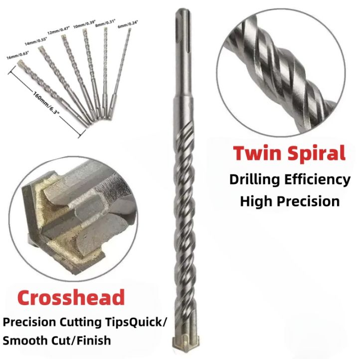 5/6/8/10/12/14/16mm Concrete SDS Plus Drill Bit Cross Electric Hammer ...