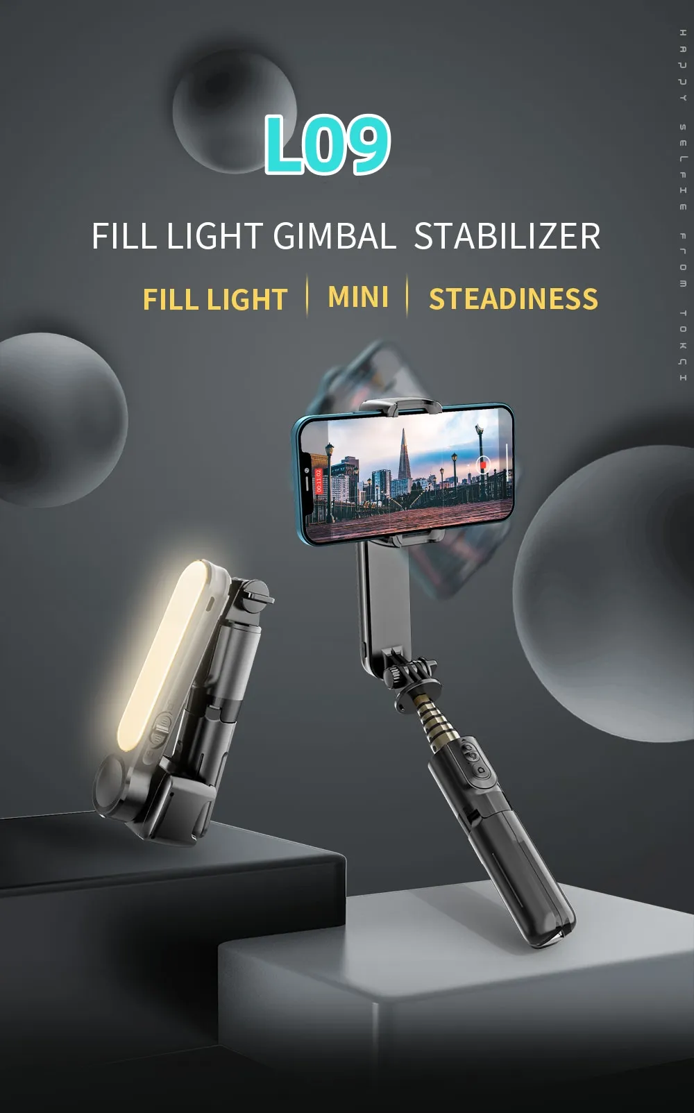 Handheld Gimbal Stabilizer Selfie Stick L09 Bluetooth Mobile Phone ...