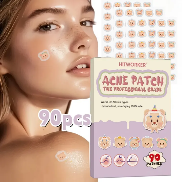 90-Piece Cute Bear-Shaped Acne Patches, Facial Stickers for Covering ...