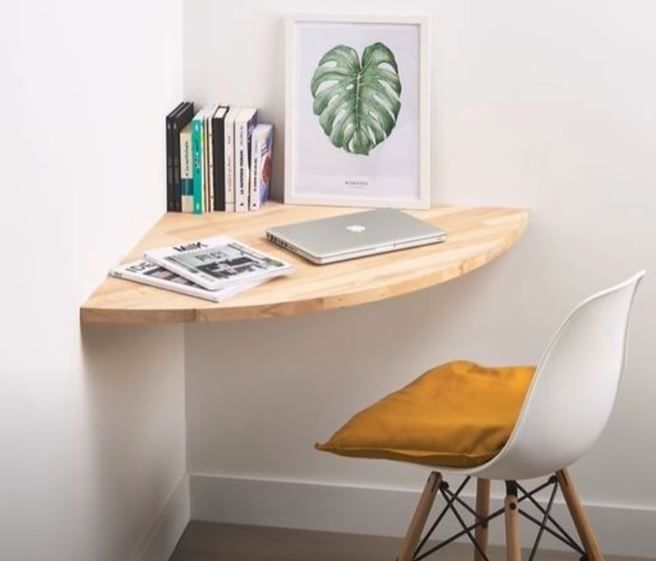 Space-Saving Wall-Mounted Corner Desk - Floating Wooden Table for Home ...