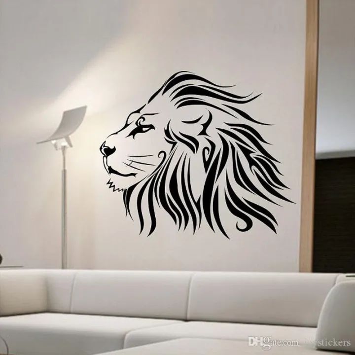 2 x 1.8 feet -Lion Face side view animal nature love stylish Wall ...
