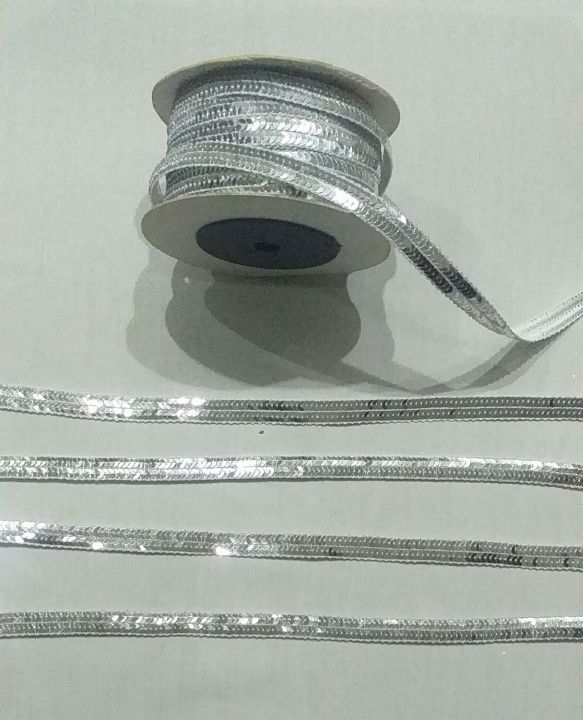 Fancy Sitara Lace Silver Golden 1cm wide 1 yard | Daraz.pk