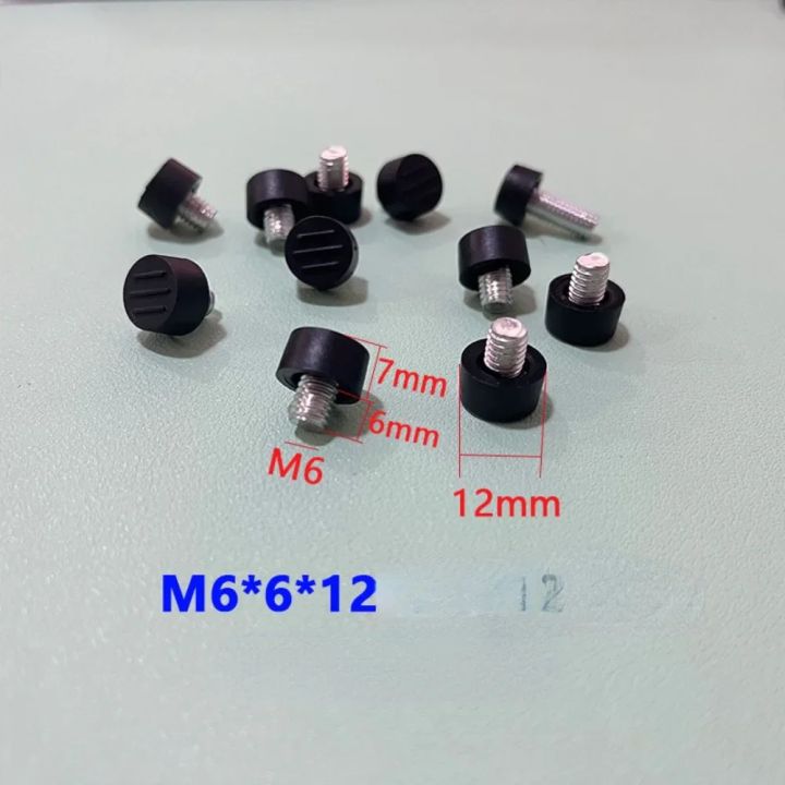 10 PCS M6*6*12 Rubber Feet Pad Bolt Thread Anti Slip Rubber Foot Pad ...