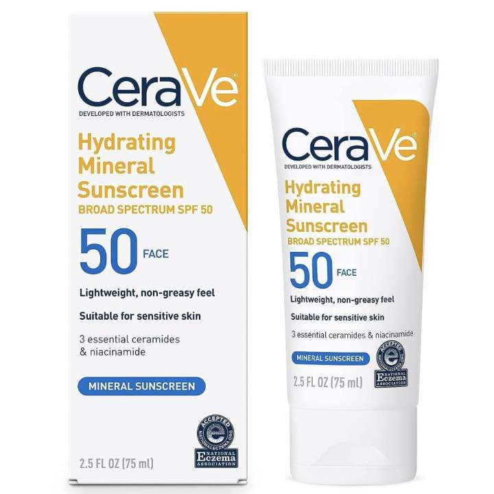 CeraVe Hydrating Mineral Sunscreen 75ml SPF 50 Face Sun Cream | Daraz.lk