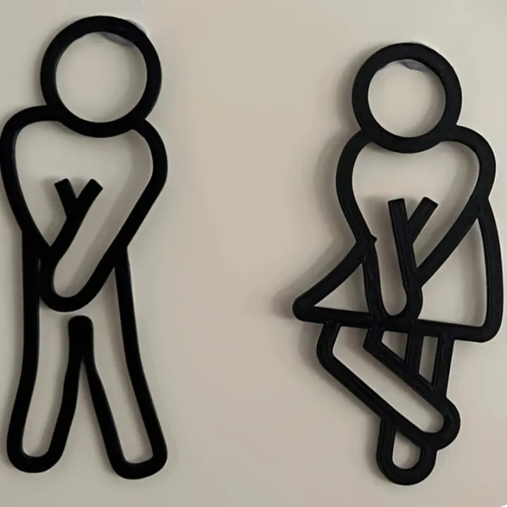 Funny Bathroom Signs For Men Women Creative 2D Flat Restroom Door Decor ...