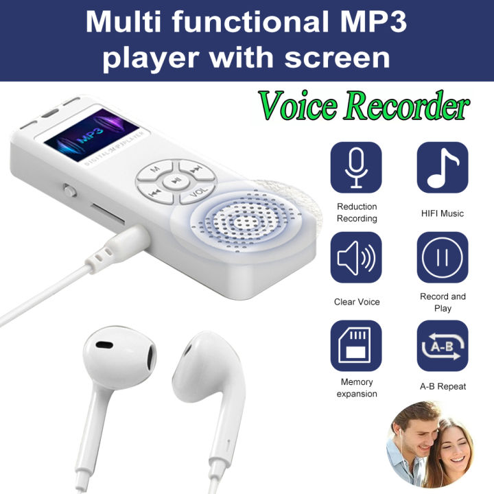 Mini Digital Audio Voice Recorder LED Color Screen A-B Repeat Portable ...