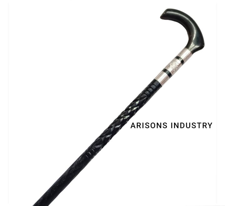 Black Walking Stick Handmade Stick Old Man Stick Premium Handle With ...