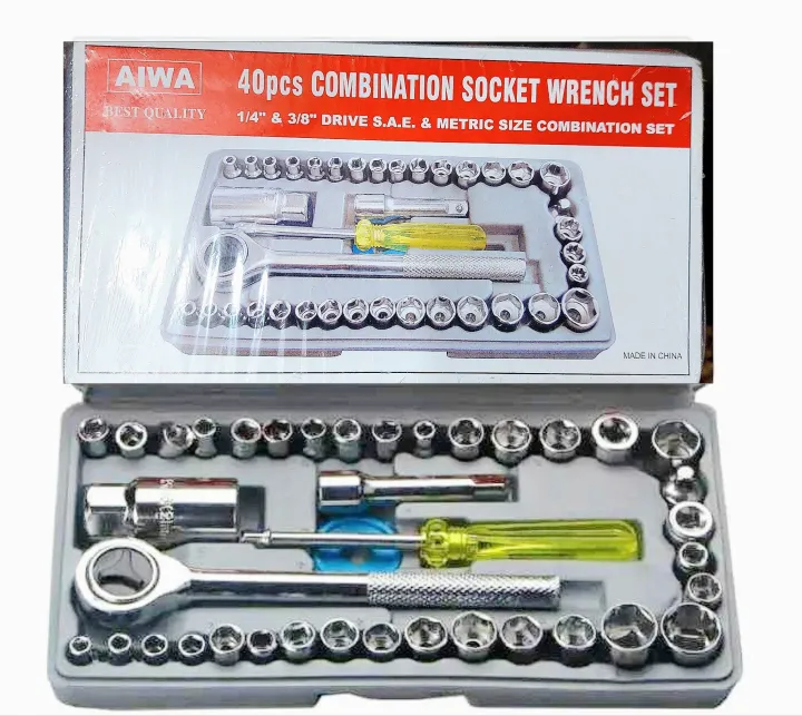 4O PCS COMBINATION SOCKET WRENCH SET 1/4" & 3/8" DRIVE S.A.E. & METRIC ...