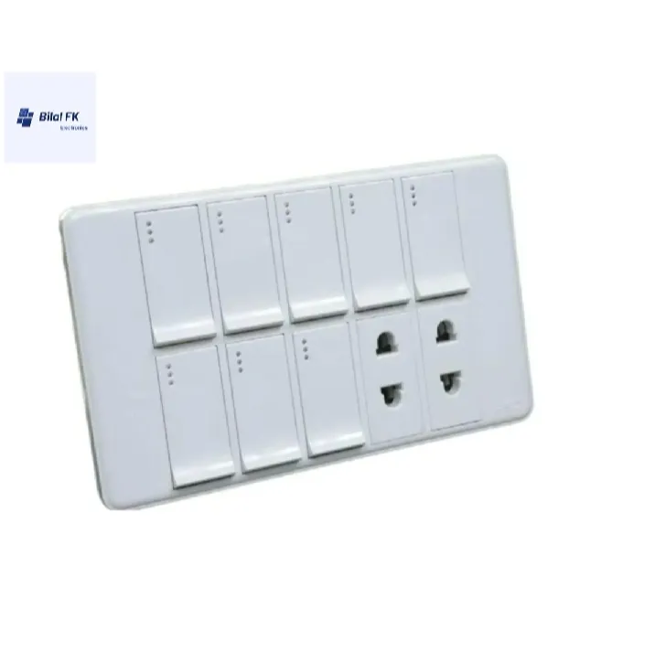 AC switch sheet board with 2 socket 8 gang ECM metal 2 socket 2 Switch ...