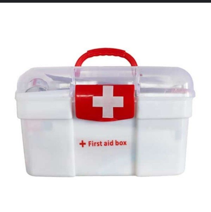 First Aid Storage Box with Handle 2 Layer Portable Removable Tray Bins ...