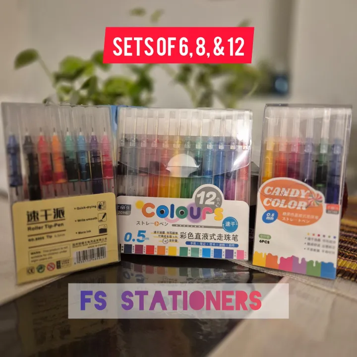 6 and 12 Colored Liquid Ink Pens, Ultra Fine Point (0.5 mm), Assorted ...