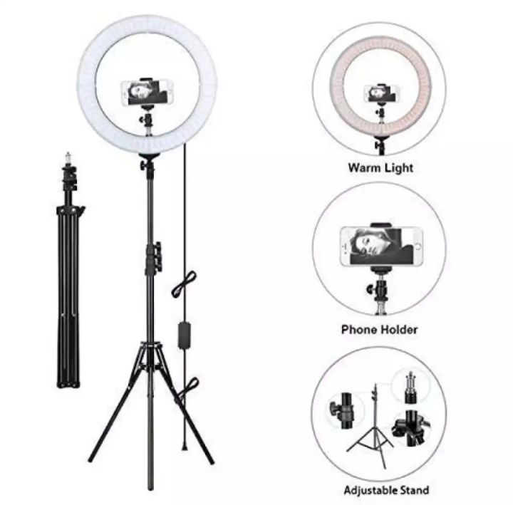 14 Inch LED Dimmable Selfie Ring Light with Aluminum Alloy Tripod Stand for Live Stream/Tiktok ...