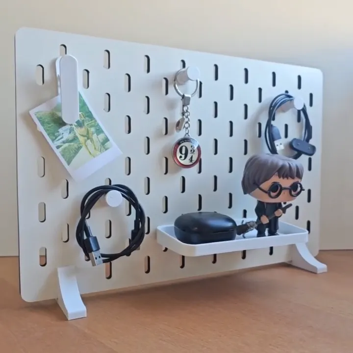 Mini White Desktop Pegboard Functional Display Table Stand Storage ...