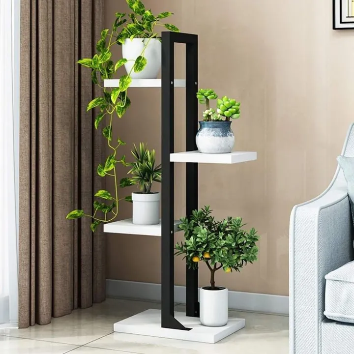 Straight 5 Step Flower Pot Holder / Metal And Wood Gamala Stand | Daraz ...