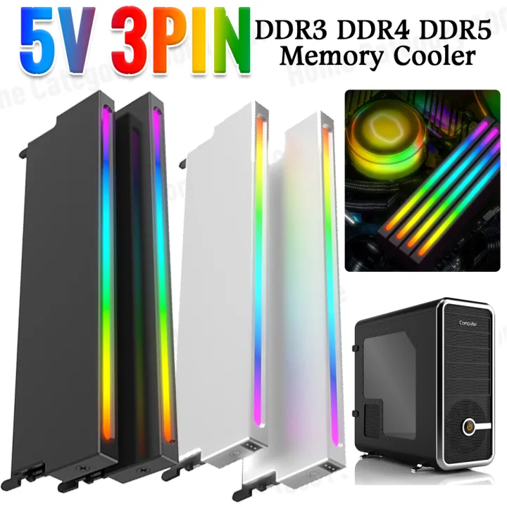5V-3PIN ARGB RAM Heatsink Heat Spreader Cooler Memory Cooling Vest DDR3 ...