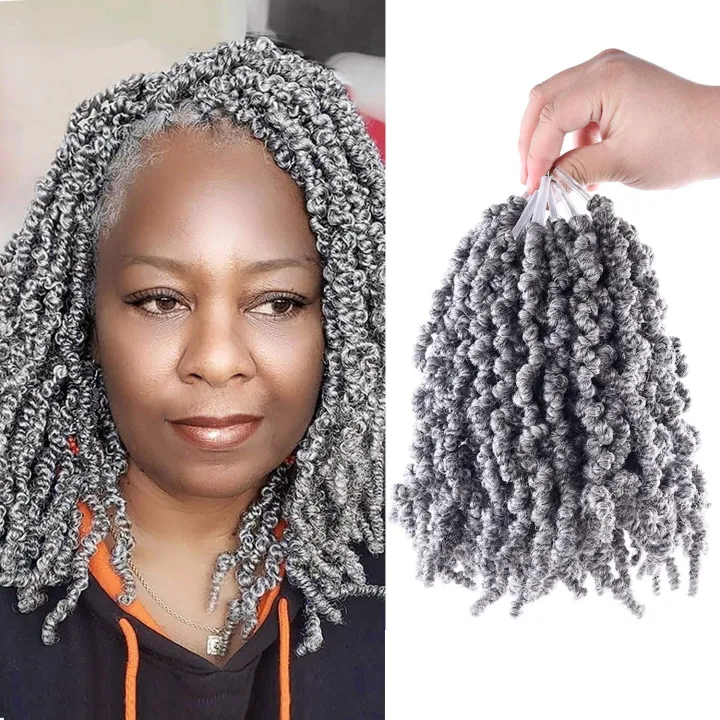 10 Inch Short Curly Spring Pre-twisted Braids Synthetic Crochet Hair 15 ...