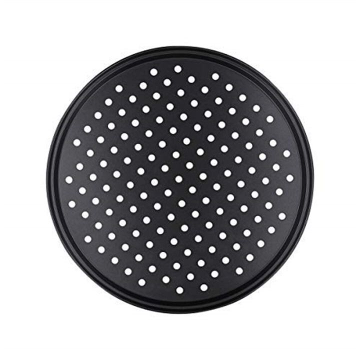 Carbon Steel Perforated Pizza Pan Non Stick Ro UndOven Tray With Holes ...