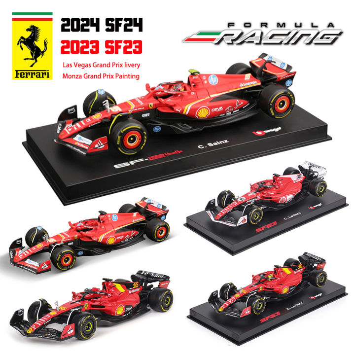 Bburago 1:43 2024 2023 F1 Scuderia Ferrari SF24 SF23 #16 lecler #55 sainz jr alloy luxury car ...