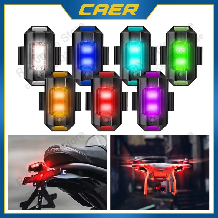 Universal LED Motorcycle Warning Lights 7 Colors Mini USB Drone Strobe ...