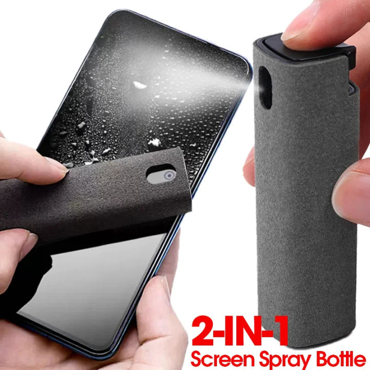 2 In1 Screen Cleaner Spray Smartphones Soft Microfiber Polishing Cloth ...