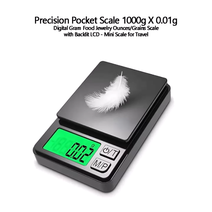 High-Precision Digital Pocket Scale 1000g x 0.01g for Cooking, Jewelry ...