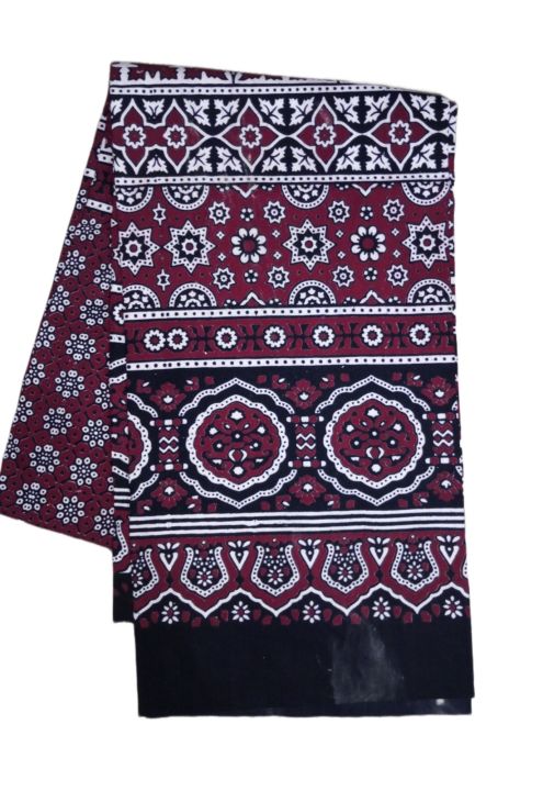 Traditional Sindhi Ajrak - Maroon Color with Classical Print(Cotton ...