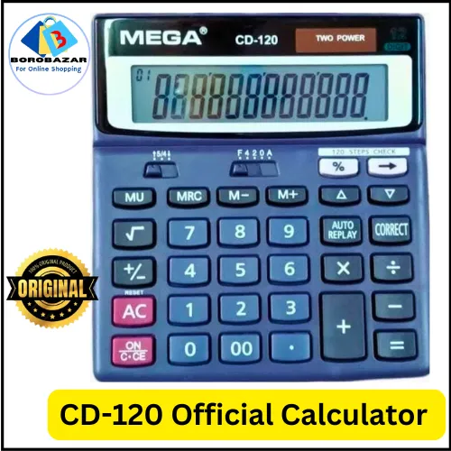 Mega CD-120 Calculator, 12 Digits,120steps,Two Power Solar and Battery ...