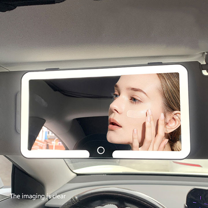 Car LED Makeup Mirror Three Gear Adjustment Sun Visor Plate Interior ...