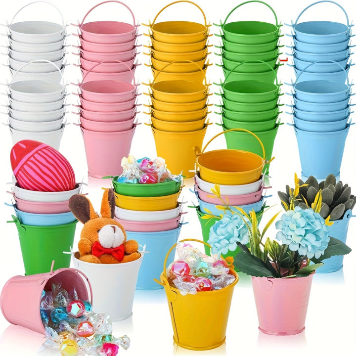 10 Pieces of Different Colors Mini Metal Bucket for Decoration | Daraz.pk