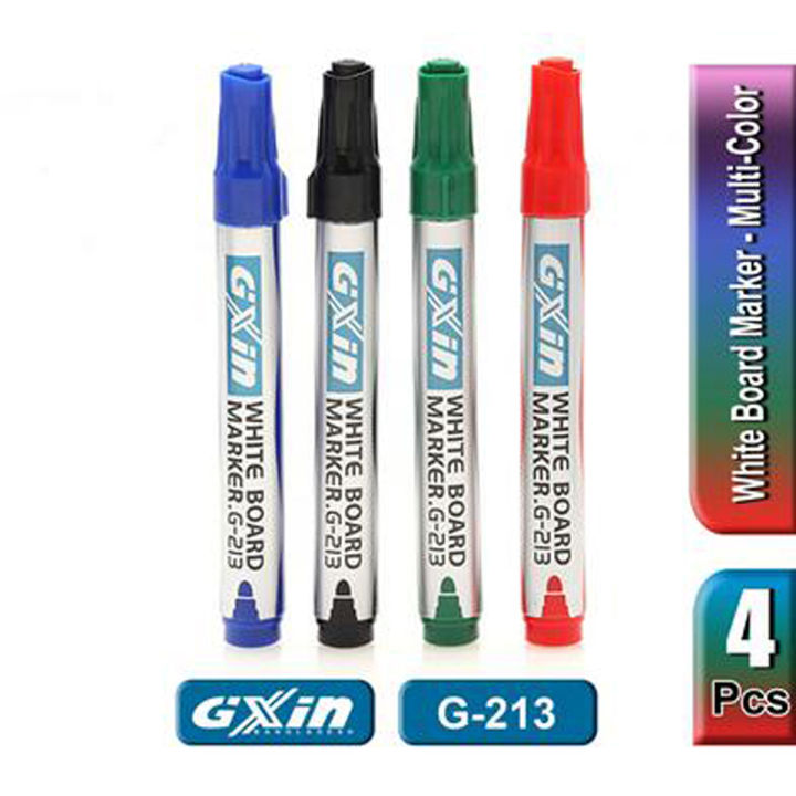 GXin G-213B Multi-Color Classic Refillable White Board Marker Pen- 4 ...