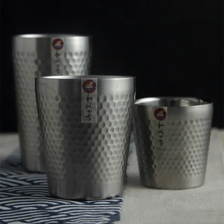 Double-Wall 304 Stainless Steel Mug Hammer Diamond Texture Coffee ...